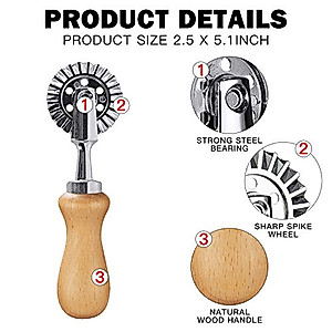 Fusiontec Pastry Wheel Cutter - Pasta Cutter Wheel - Ravioli Crimper Cutter Wheel for Home and Kitchen Use, 1.3inch