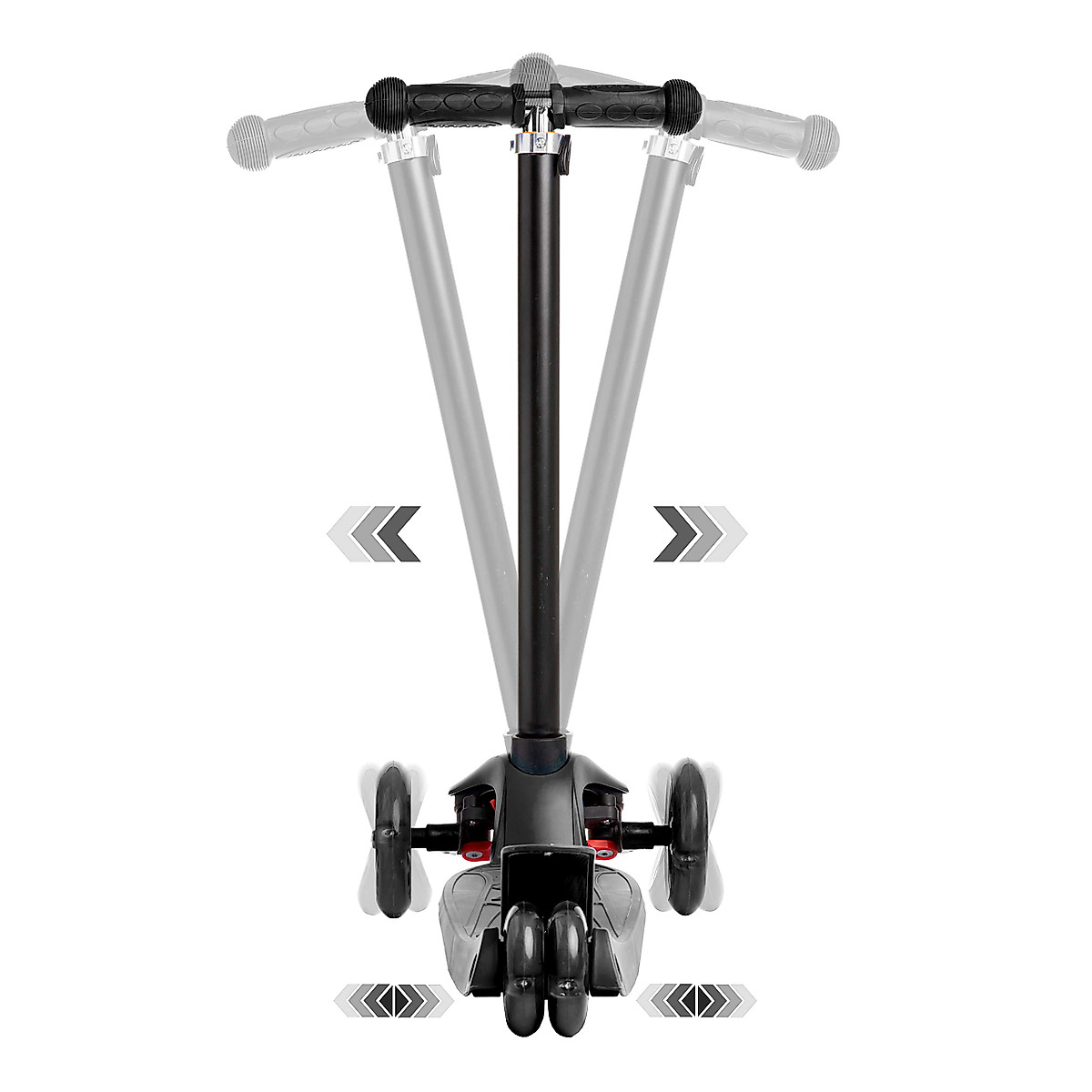 Rugged Racers Kick Scooter for Boys & Girls 3 Wheel Scooter, Adjustable Kick Scooter for Kids with PU LED Light Up Wheels, Step Brake, Lean 2 Turn, Ride on Toys for Children 5 Year Plus (Black)