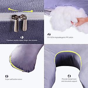 Kingta Pregnancy Pillow U Shaped Full Body Pillow with Washable Velvet Cover - 57 inches Maternity Pillow for Pregnant Women - Support Head, Back, Shoulder, Hips, Legs and Belly (Gray)­