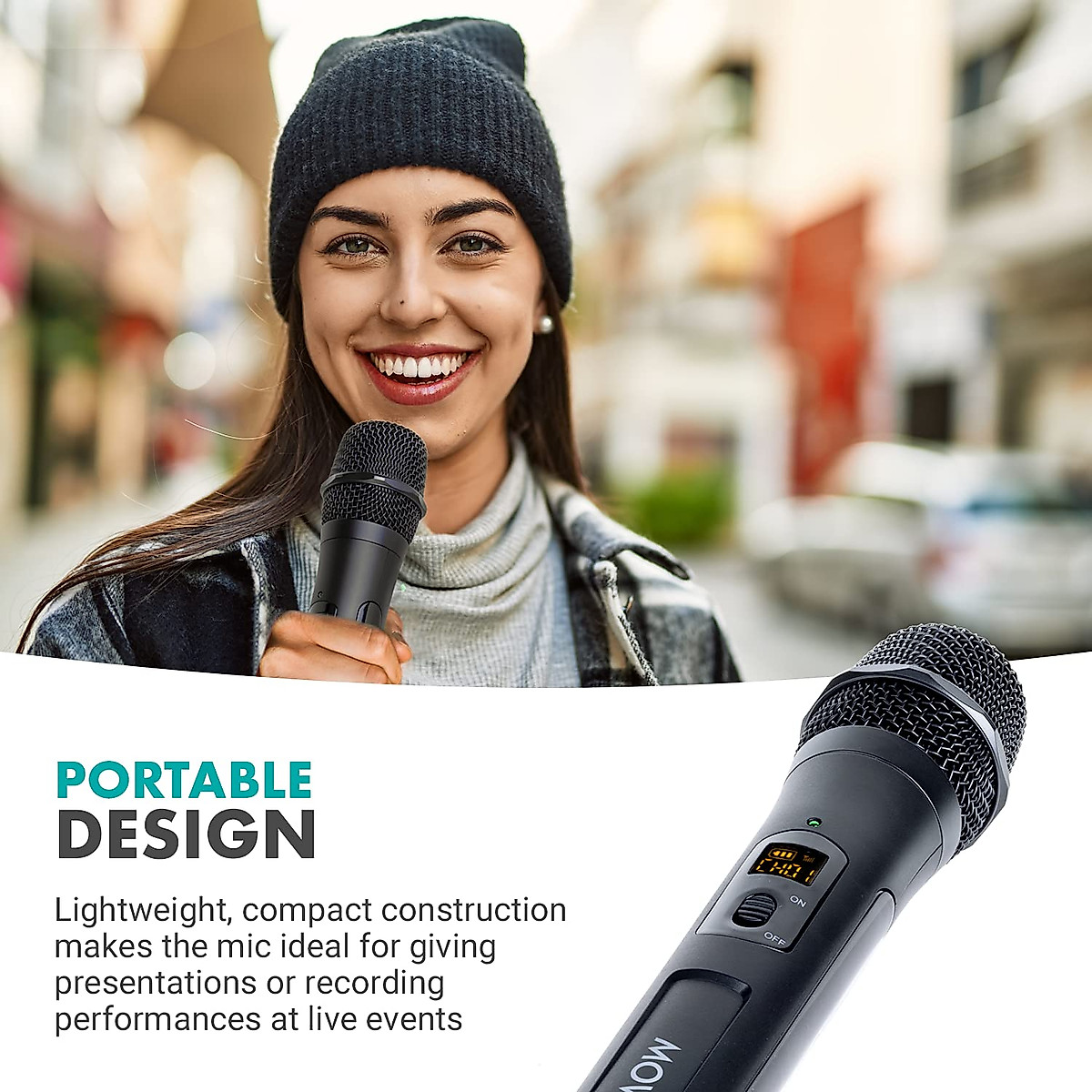 Movo WMX-7-TH VHF Portable Handheld Microphone Transmitter for The WMX-7 Wireless Microphone System - 12-Channel Wireless Mic Best Wireless Microphones for Weddings, Interviews, Presentations