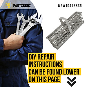PartsBroz WPW10473836 Silverware Basket - Compatible With Whirlpool KitchenAid Jenn-Air Maytag Dishwasher - Replaces AP6021983 PS11755312 W10195723 W10473836 3020617 W10195722