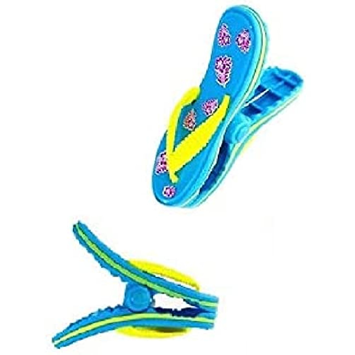 3 Set (6 Ct) Black, White, and Blue Flip Flops Beach Towel Clips Jumbo Size for Beach Chair, Cruise Beach Patio, Pool Accessories, Household Snacks Clip, Baby Stroller Clips by C&H Solutions