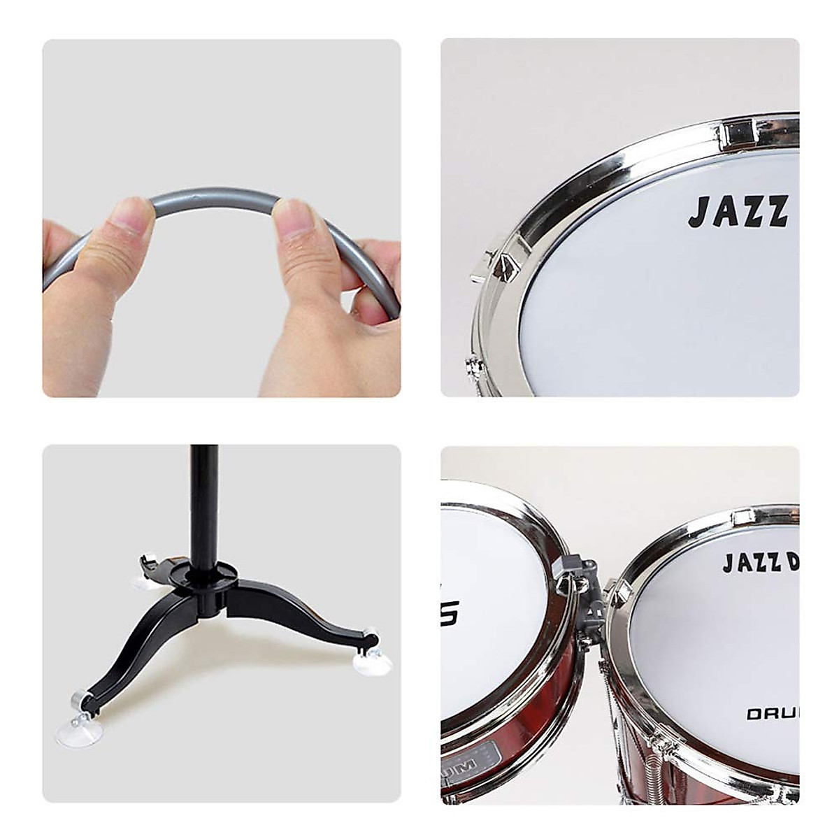 AHOMASH Jazz Drum Sets Toy Drum Set for Kids 1 - 6 Years Old Beats Musical Toys Plastic Drum Kit with Cymbal & Drumsticks Kids Drum Set