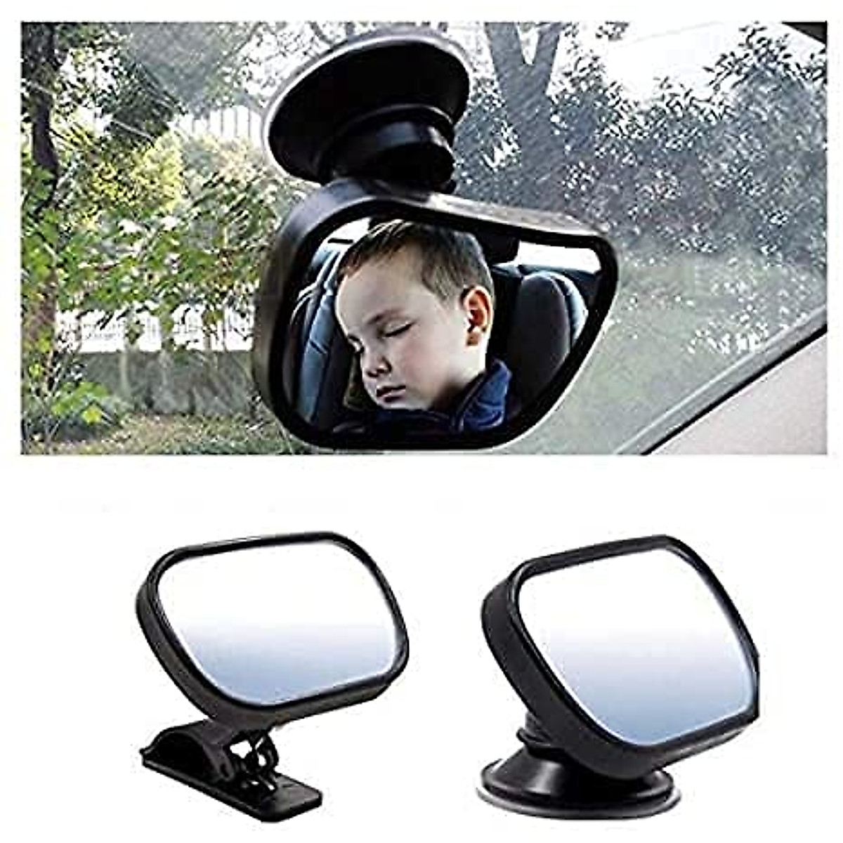 ZogeeZ Baby Car Mirror Set, Rear View & Head Rest Mirrors - Wide View for Better Viability - Shatter Resistant Seat Safety for Infants, Children, or Toddlers