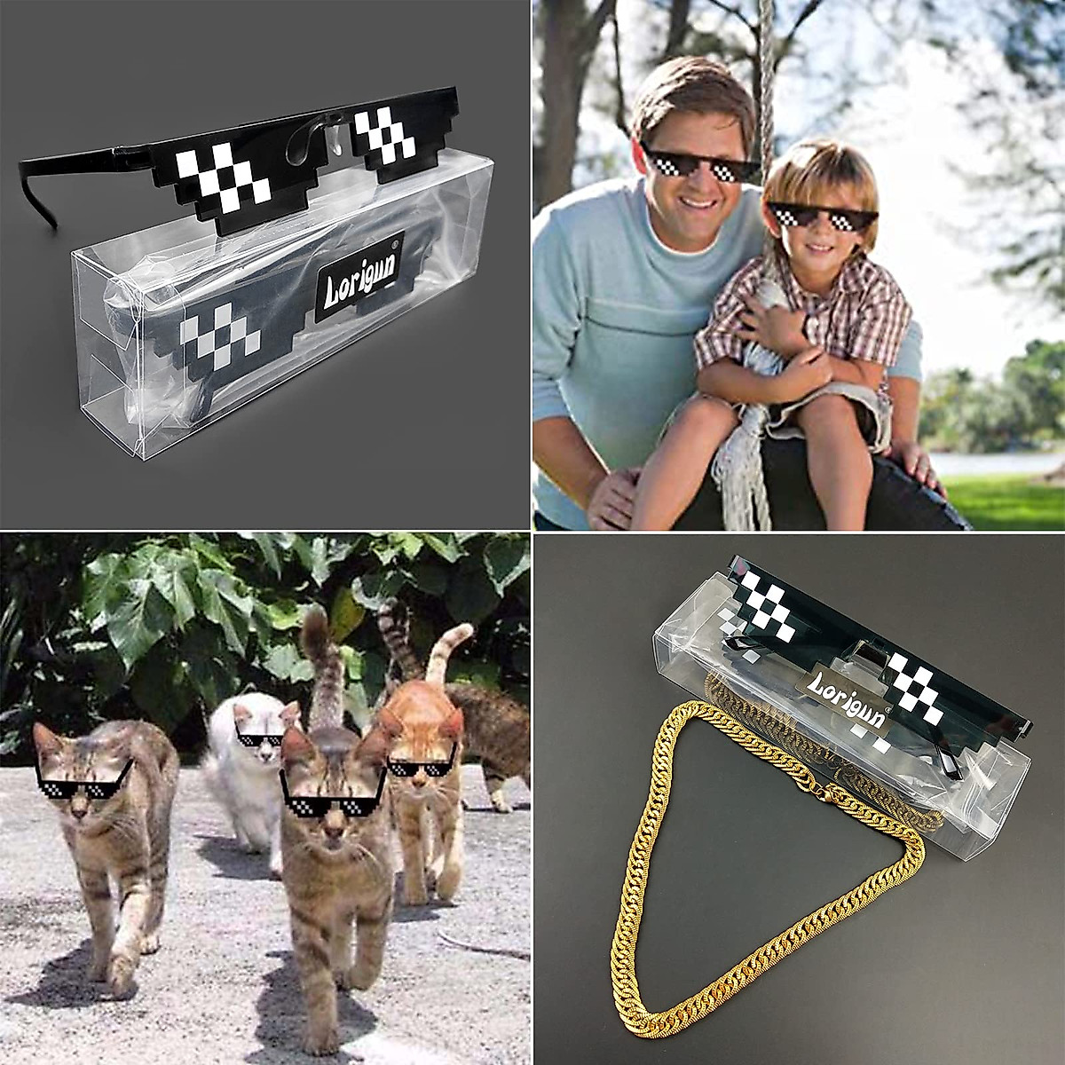 Lorigun Thug Life Sunglasses Pixelated Mosaic Glasses Party Glasses MLG Shades (12 Pixels)