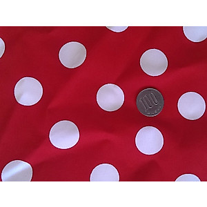 布人倶楽部（Fujin Club） Broad Polka-dot Print 日本製(Made in Japan) 42.5 inches (108 cm) Width (red, 59.1Inches)
