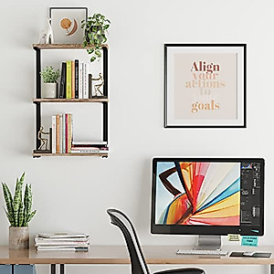 Wallniture Tivoli 3-Tier Floating Shelves Wall Bookshelf Living Room Decor Bathroom Organizer, Kitchen Organization & Office Decor Burnt Finish