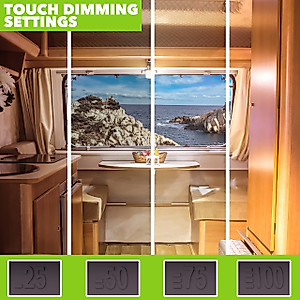 Leisure LED RV LED Ceiling Light Fixture 20" x 6.5" - 1450 Lumen with Touch Dimmer Switch Interior Burnt Bronze Lighting for Car/RV/Trailer/Camper/Boat DC 12V Natural White 4000-4500K (2-Pack)