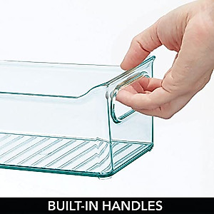 mDesign Slim Plastic Nursery Storage Container Bins with Handles for Organization in Pantry, Cabinet, Closet or Cubby Shelves - Organizer for Baby Food, Bibs, Formula, and Burp Cloths - 4 Pack, Blue