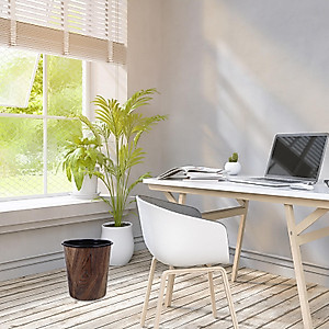 EXCEART Wood Grain Trash Can Plastic Round Wastebasket Kitchen Garbage Container Bins for Home Office Bedroom Bathroom Kitchen