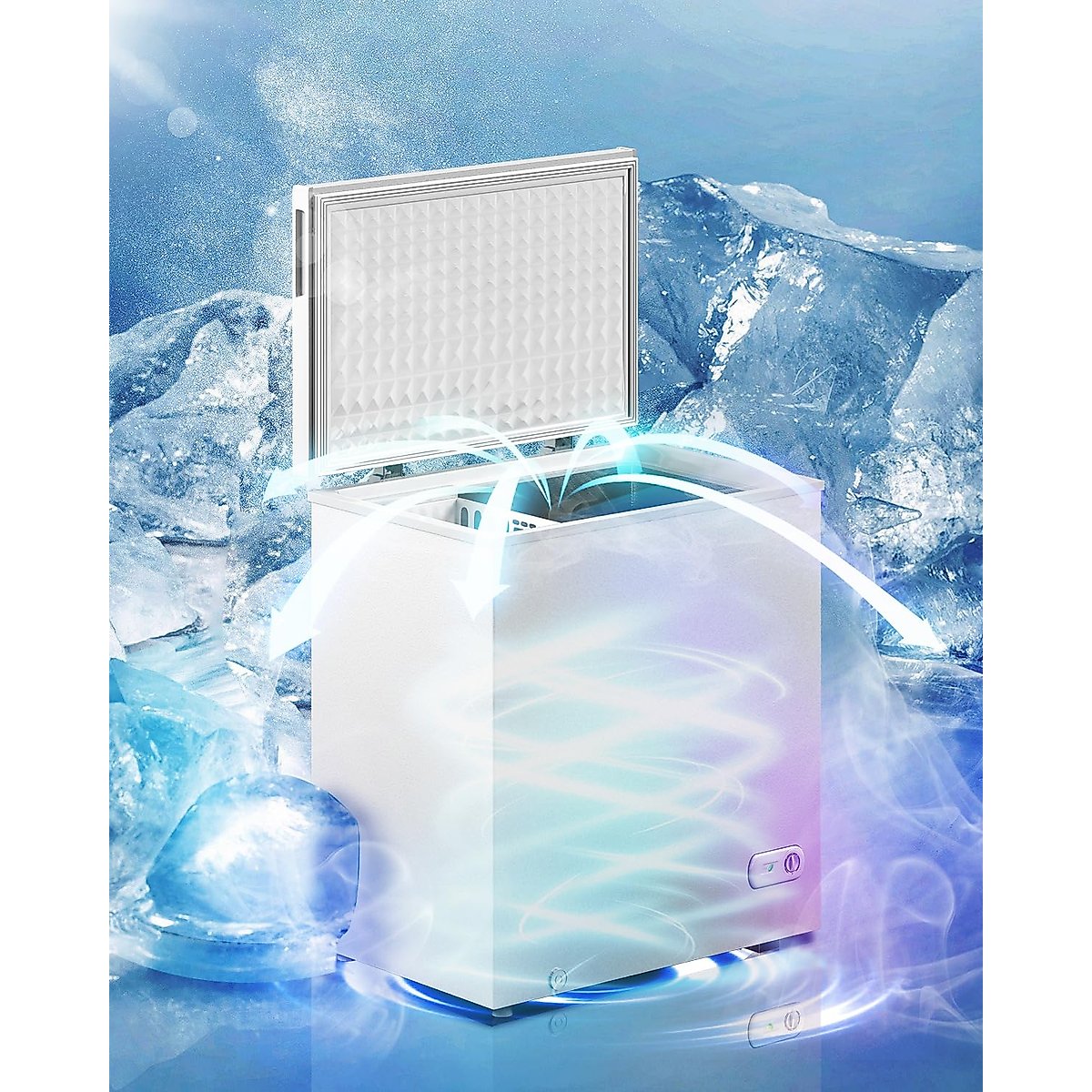 Muhub 10.0 Cu.Ft Deep Freezer with Removable Basket,Top Opening Chest Freezer, 10.0 Cubic Feet Large Freezer, Low noise，Adjustable Temperature（10.0 Cu.Ft)