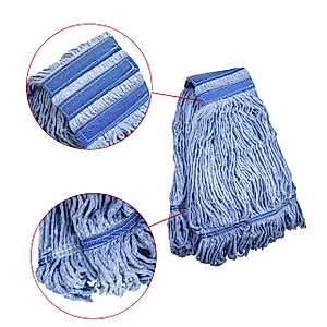 Mop Head Replacement Commercial Heavy Duty String Blue Wet Mop Heads for 3 Typs Commercial Mop Handle(2,Large)