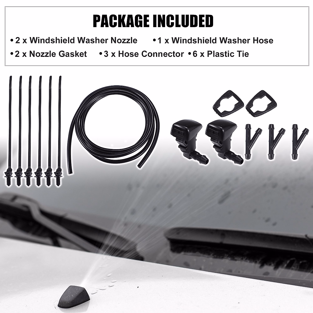 uxcell 1 Set Windshield Washer Water Nozzle Spray No.8538104030/8538104010 for Toyota Tacoma Base Pre Runner S-Runner 2001-2004