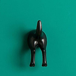 Dog Tail Hooks, Plastic Wall-Mounted Hat Hanger Hooks,Cute Towel Hooks, for Hanging Coats,Bags,Key,Purse,Dog Leash(Black)