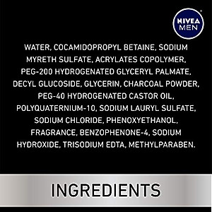 Nivea Men DEEP Cleansing Beard and Face Wash, Enriched with Natural Charcoal, 3 Pack of 3.3 Fl Oz Tubes