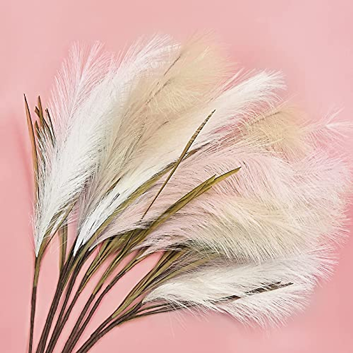 Artflower Artificial Pampas Grass, 6Pcs 39.3" Faux Pampas Branches Tall Reed Grass Decor Fake Reed Phragmites Plants Boho Home Decor Bunches for Home Wedding Party Decor(White)