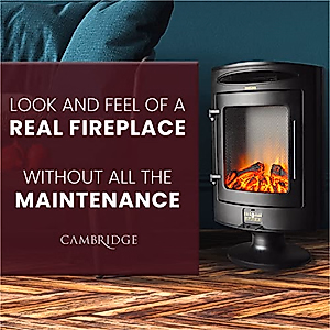 Cambridge 20 In. Free Standing Electric Fireplace, 1500W, with Realistic Log Display, and Adjustable Heater