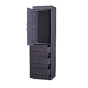 ATY Twin Size Murphy Bed with Wardrobe and Drawers, Wood Storage Bedframe Can be Folded into a Cabinet, Bedroom Furniture, Save Space Design, No Box Spring Required, Gray