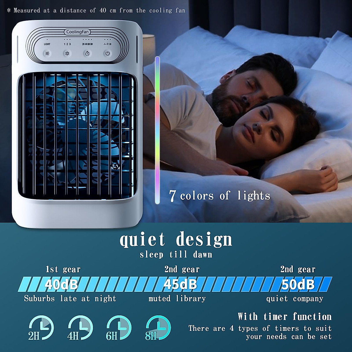 Portable Air Conditioners,Porbable AC 3in1 Mini Air Conditioner 900ML Water Tank,3 Cool Mist,3 Wind Speed,7 LED Light,2-8H Timer Personal Evaporative Air Cooler for Room/Office