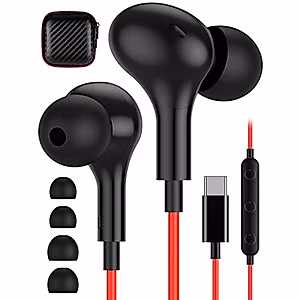 HGCXING USB C Earbuds for Pixel 6 7 Pro, USB C Headphones Magnetic Wired Earbuds Noise Canceling Microphone Volume Control Stereo Bass in Ear Earphones for Galaxy S22 S21 Ultra S20 FE Z Flip 4 3 iPad