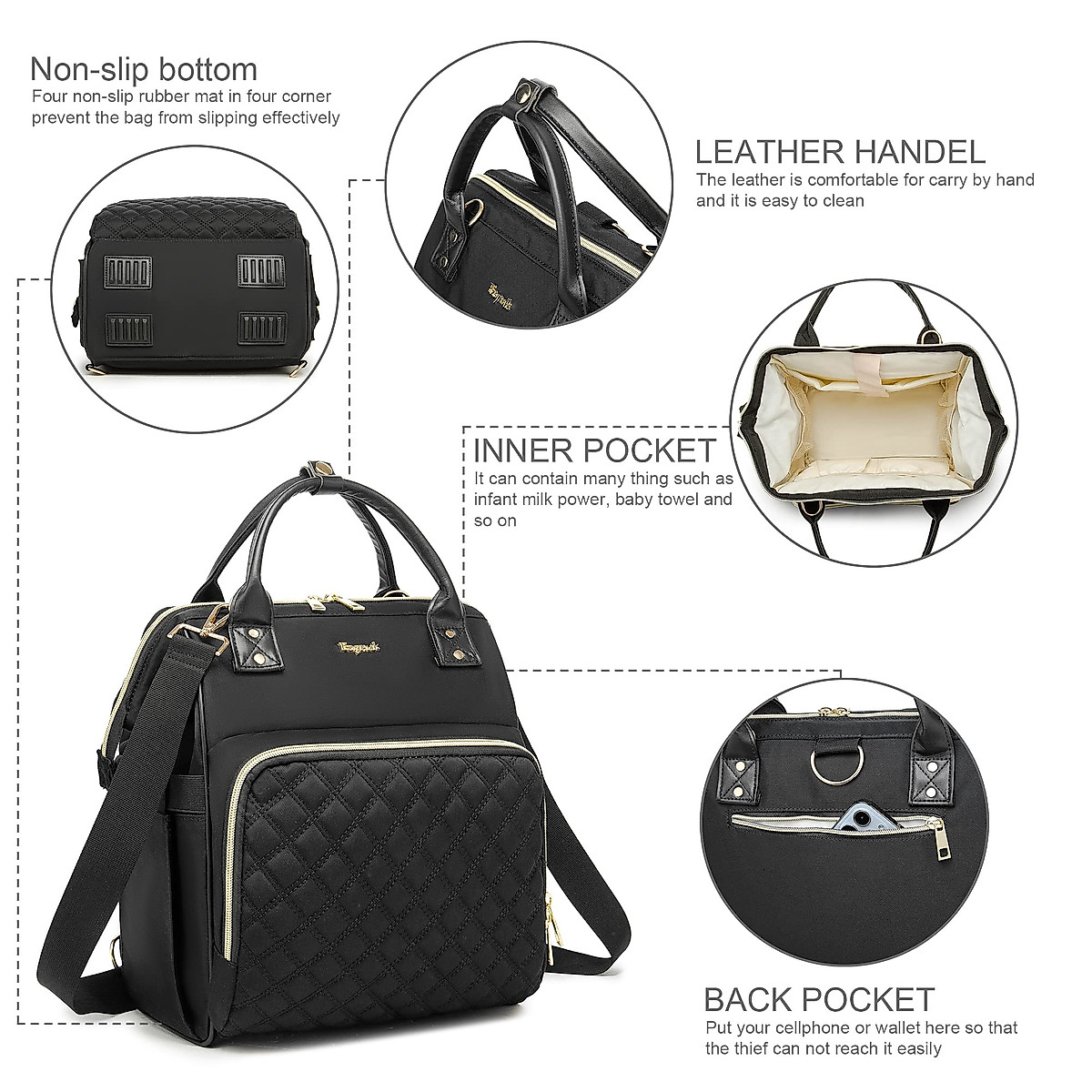 Ezgnuk Small Diaper Bag, Mini Baby Backpack, Multi-function Waterproof Travel Tote Work Bag