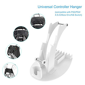 JOYTORN Controller Stand Holder for P5 Dualsense,Game Disc/Controller/Headphone Storage Rack for Xbox Series X|S,P5,Switch-White