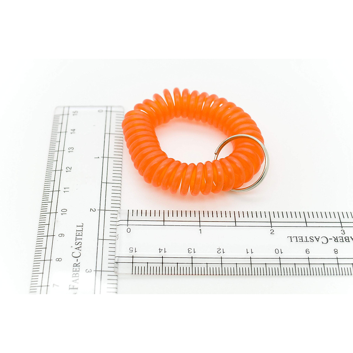 ONDEPOT 100pcs Orange Color Soft Spring Spiral Coil Elastic Wrist Band Key Ring Chain