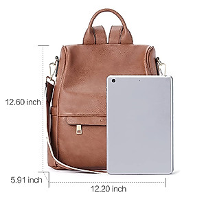 CLUCI Women Wallet Large Leather Zip Around Card Holder Travel Clutch Wristlet Two-toned Brown Bundles with Women Backpack Purse Leather Large Travel Bag Ladies Shoulder Bags Red-Brown