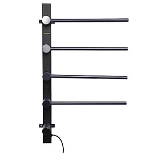 Heated Towel Rack | 4-Bar Electric Towel Warmer Racks Wall Mounted,Stainless Steel Temperature Adjustable Waterproof Drying Rack with Built-in Timer for Kitchen, Bathroom