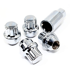 Set of 4 Veritek 14x1.5mm 1.6 Inch 22mm Hex Chrome Large Acorn Conical Seat Wheel Locks for Tesla Factory Wheels