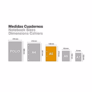 Miquelrius Medium Wirebound Notebook, 6" x 8" A5, 6-Subject, College Ruled, Black