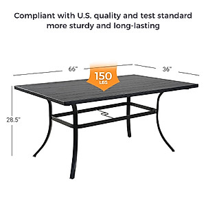 Grand patio 7-Piece Outdoor Dining Set, 6 Leather-Look Wicker Swivel Patio Chairs & 1 Rectangular Dining Table, Black