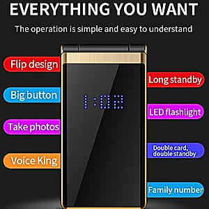 Diydeg Seniors Flip Phone, 2G Dual SIM Unlocked Senior Flip Cell Phone with 2.8" Dual Screen, Big Button, SOS Button, High Volume & 5900mAh Battery, Easy to Use Basic Cell Phone for Seniors & Kids