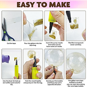 ToyUnited Nano Tape Bubble Kit for Kids - 9.8ft Double Sided Nano Tape Kit with Balloon Pump, Kids Balloon Party Activities, Toys, Gifts for Girls Boys 4, 5, 6, 7, 8, 9, 10 Years Old