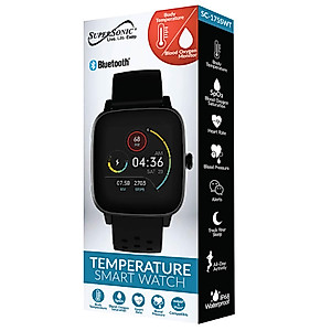 Supersonic SC-175SWT 1.4-inch HD Touch Screen Smartwatch with Body Temperature Monitor, Health Monitoring, 100+ Watch Faces, Multi-Sport Tracking, IP68 Waterproof for Android and iOS iPhone