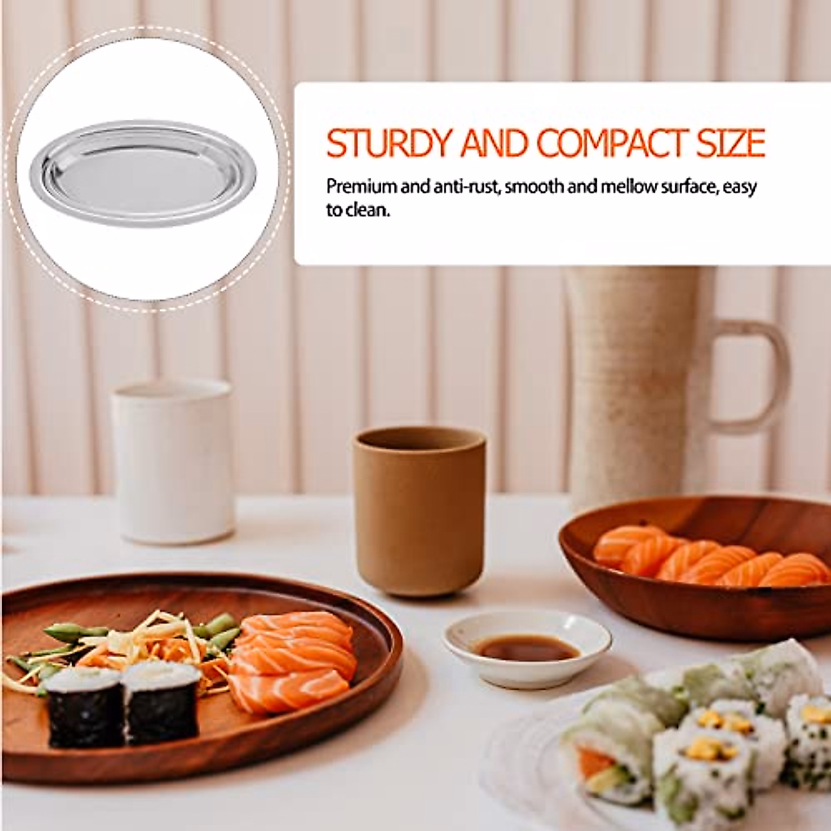 FRCOLOR Stainless Steel Oval Platter 26CM Fish Plate Appetizer Dish Snack Plate Kids Carvery Plate Serving Tray for Steaming Fish Dessert Meat Sushi Silver