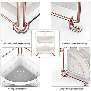 kaileyouxiangongsi 2-Tier Cosmetic Storage Shelf, Bathroom Countertop Organizer, Vanity Tray Cosmetic & Makeup Storage, Corner Storage Shelf,Spice Rack（Rose Gold）
