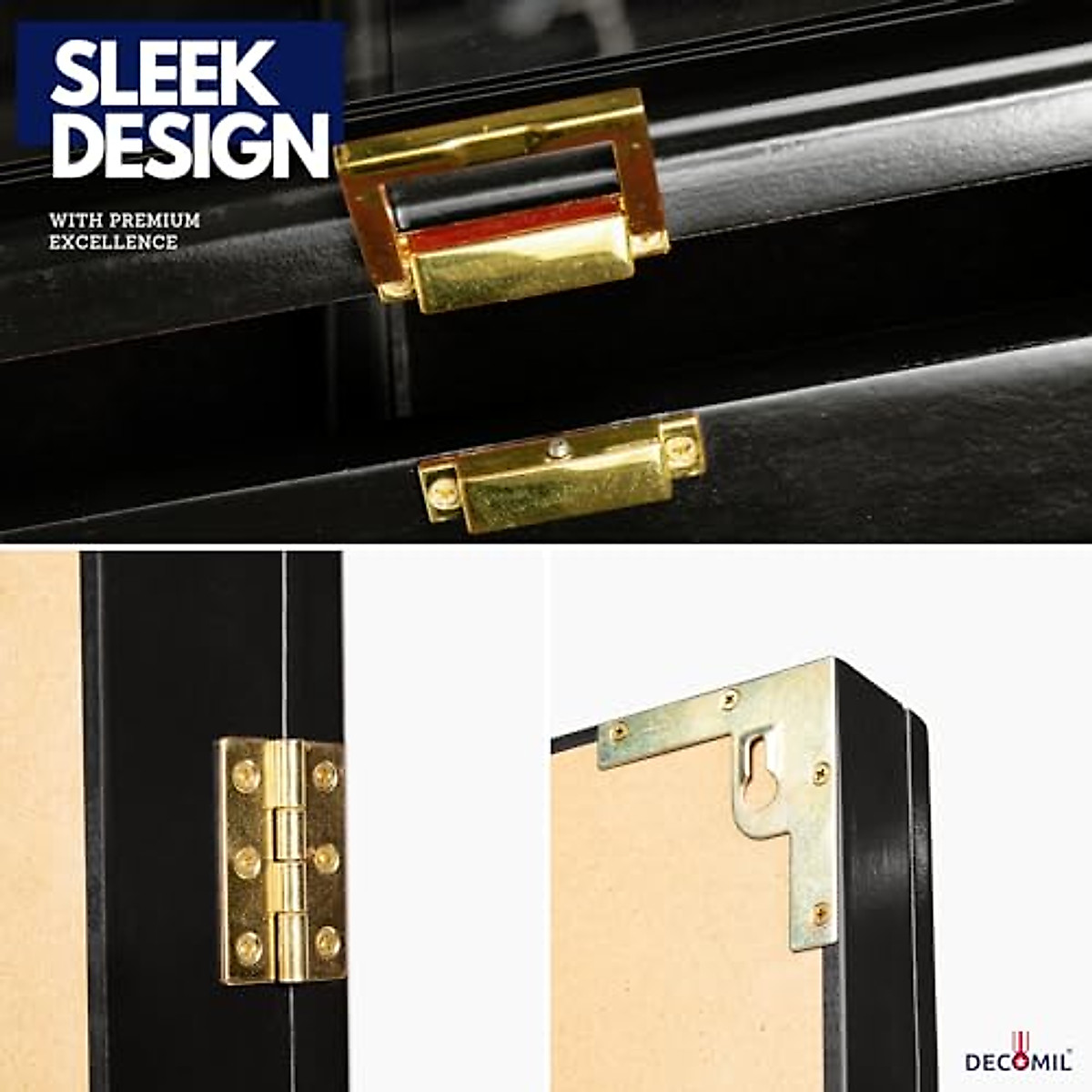 DECOMIL Graded Sports Card Display Case, Trading Baseball Card Display, Football Card Display, Basketball Card Display, Comic, Card Collection Display Cabinet, 3 Color, Solid Wood (Black)