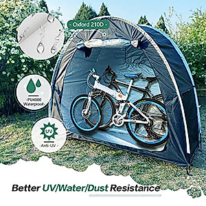 DANWKEIJI Bike Tent Storage Shed Outdoor Portable Waterproof for 2 Bike Oxford 210d Covers Side Dust Tent for Camping Hiking Yard Garden,Travel Bag (BrightGrey)