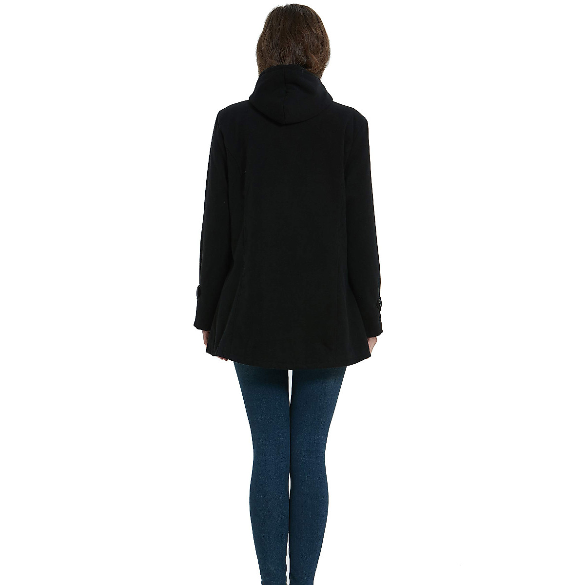 VOGRYE Womens Winter Fashion Outdoor Warm Wool Blended Classic Pea Coat Jacket (FBA) (2XL, Black2-Thicker)