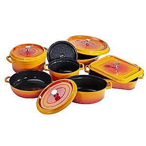 G.E.T. CA-011-O/BK Heiss Lightweight Cast Aluminum Dutch Oven, 2.5 Quart, Round, Orange