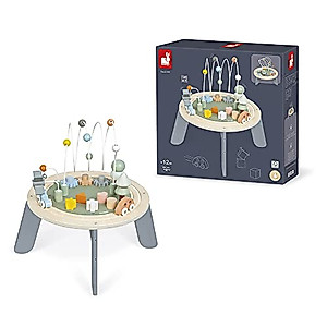 Janod J04402 Sweet Cocoon Wooden Activity Multi-Play Table Toddlers – Fine Motor Development – Non-Slip Feet – Water Painted and FSC Certified – Suitable for Age 1 Year and Above