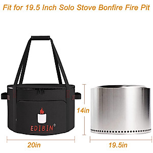 Outdoor Smokeless Fire Pit Bag Compatible with Solo Stove Bonfire Fire Pit W x 19.5 Inch,H x 14 Inch Smokeless Fire Pit, Natural Wood Burning Firebowl(Only Bag)