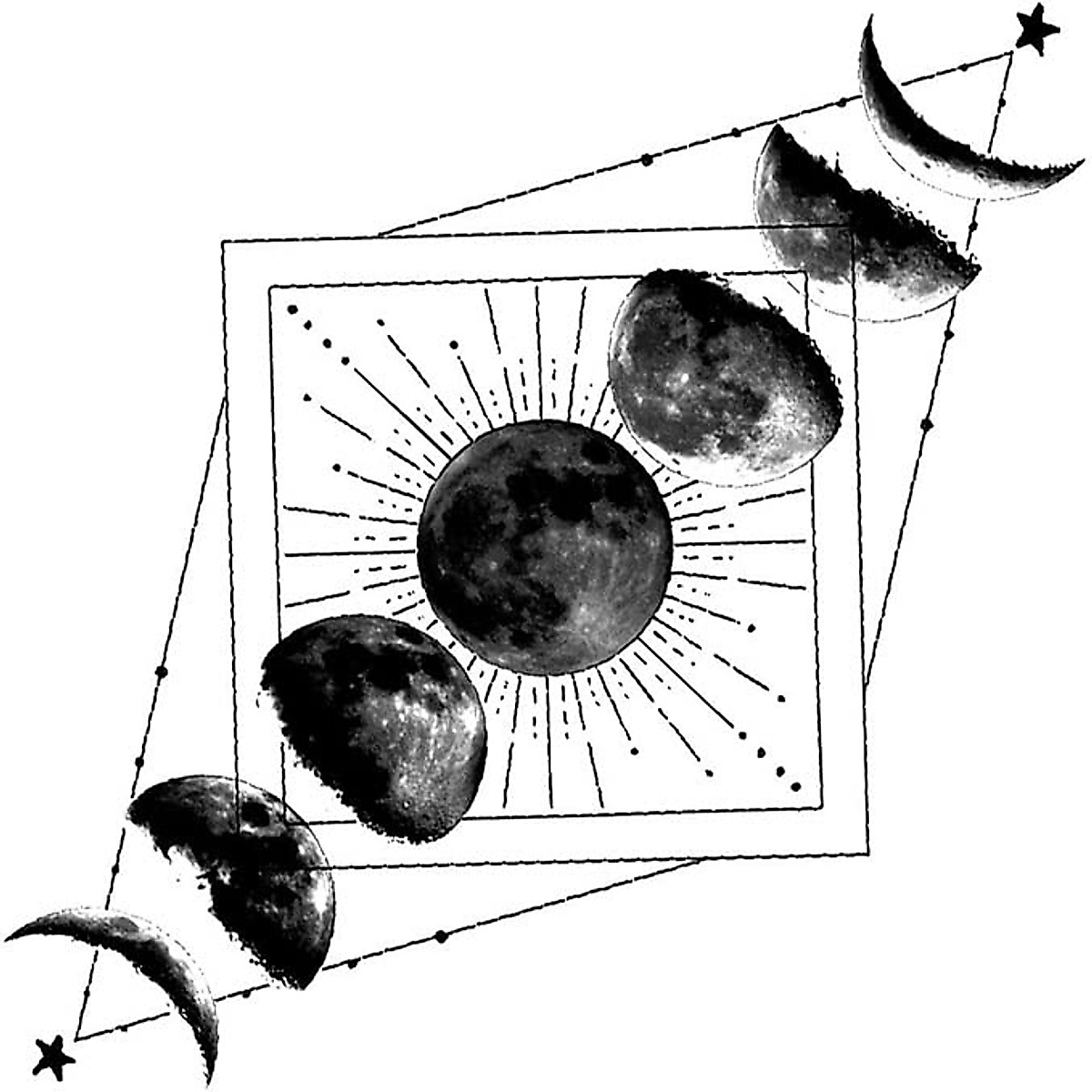 Inkbox Temporary Tattoos, Semi-Permanent Tattoo, One Premium Easy Long Lasting, Water-Resistant Temp Tattoo with For Now Ink - Lasts 1-2 Weeks, La Bella Luna, 4 x 4 in