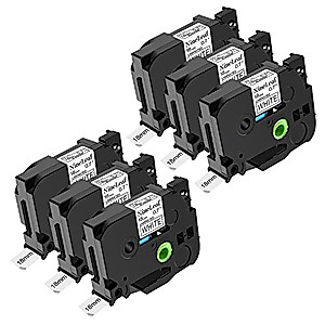NineLeaf 6 Pack Compatible for Brother P-Touch Label Maker 18mm TZ TZe Tape TZe 241 TZe241 TZ241 TZ 241 Black on White 3/4 Inch 0.7'' Label Tape for PT-D400 PT-D600 PT-D400AD PT-P710BT PT-E550W P700