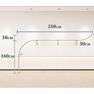 Gold Clothing Rod Curved Racks, Creative Display Garment Racks in Boutique Clothing Stores, Modern Retail Garment Rack, Closet Rod Retail Display Rack, 250CM