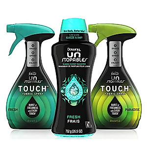 Febreze Fabric Spray & Downy Unstopables Kit - Includes Downy Laundry Scent Booster Beads (Fresh, 26.5 Ounce) and Febreze Unstopables Touch Fabric Refresher Spray (Fresh & Paradise, 16.9 Oz)