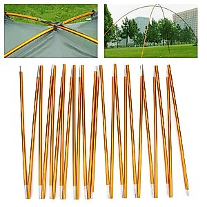 Tent Poles Replacement, 2Pcs/Lot Lightweight Tent Pole Repair Kit 12 Sections Aluminum Alloy 8.5mm 4.42m Tent Poles for Outdoor Camping Hiking Travel, Golden Yellow (174inch)