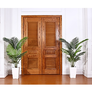 Fopamtri Artificial Areca Palm Plant 4.6 Feet Fake Palm Tree with 15 Trunks Faux Tree for Indoor Outdoor Modern Decor Feaux Dypsis Lutescens Plants in Pot for Home Office Housewarming Gift, 2 Pack