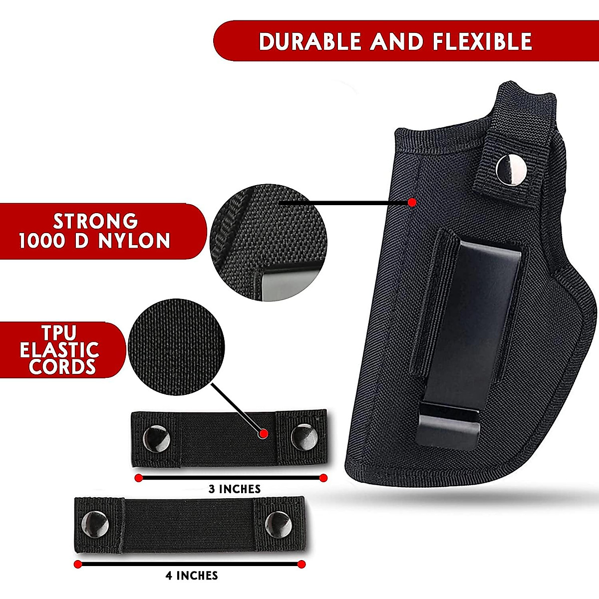 Gun Holsters for Pistols 9mm, Pistol Holster, Gun Holster for Women/Men, 380 Holster Concealed Carry, Right/Left 9mm Holsters for Pistols, OWB/IWB Fits Glock 42,27,26,23 M&P Shield (Black)